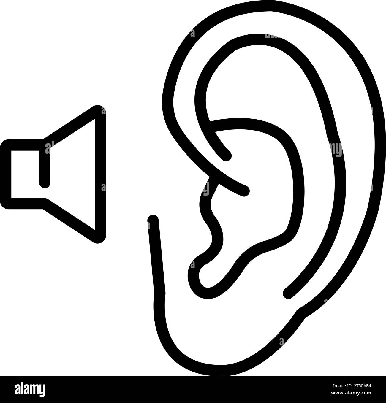 Ear icon, hearing linear sign isolated on white background - vector ...