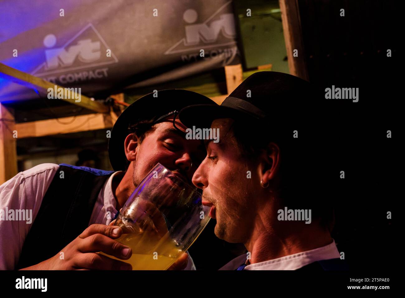 Roland brothers at a party near Osnabrueck, boot drinking Stock Photo ...