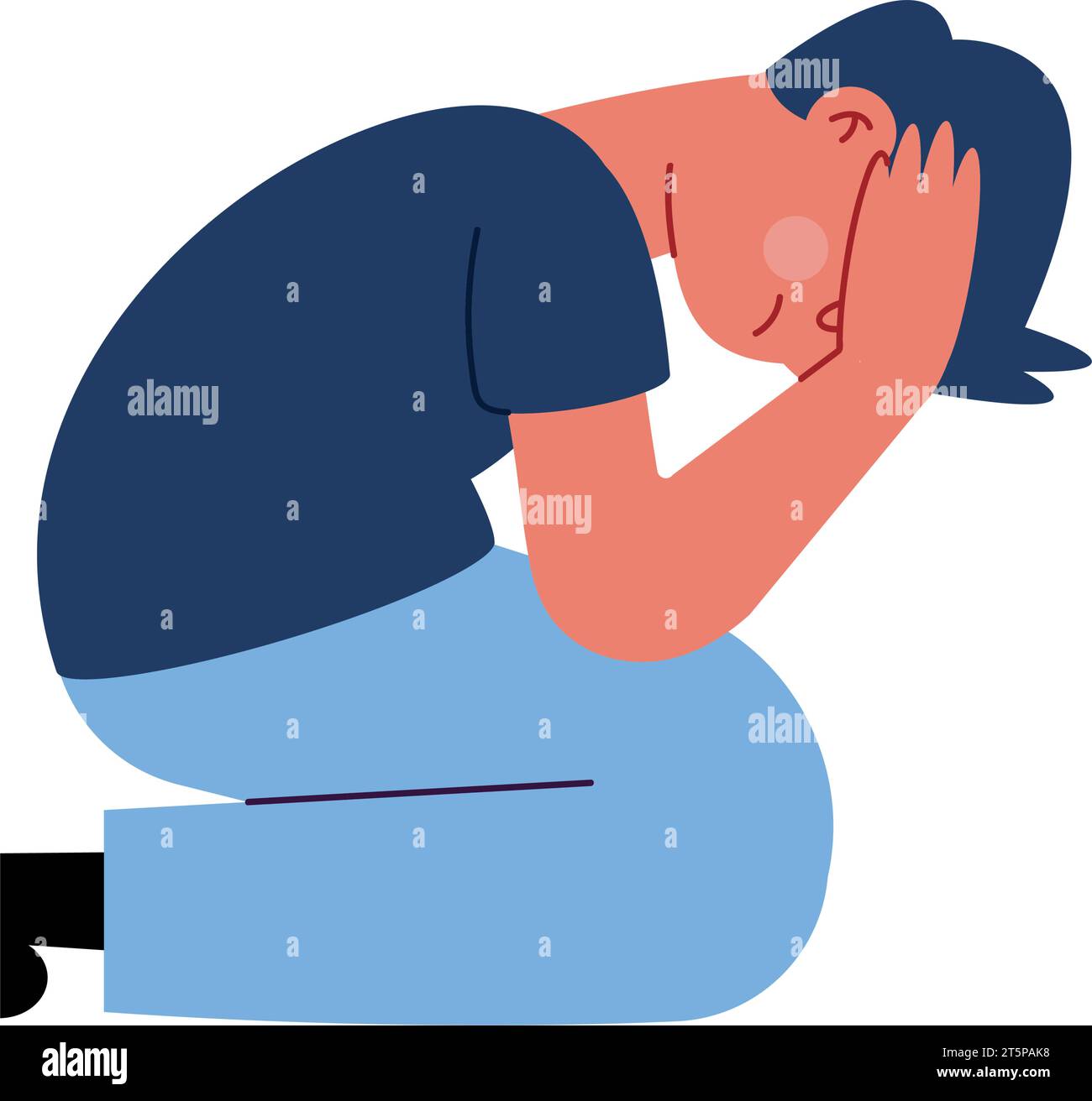 man with depression illustration vector isolated Stock Vector Image ...