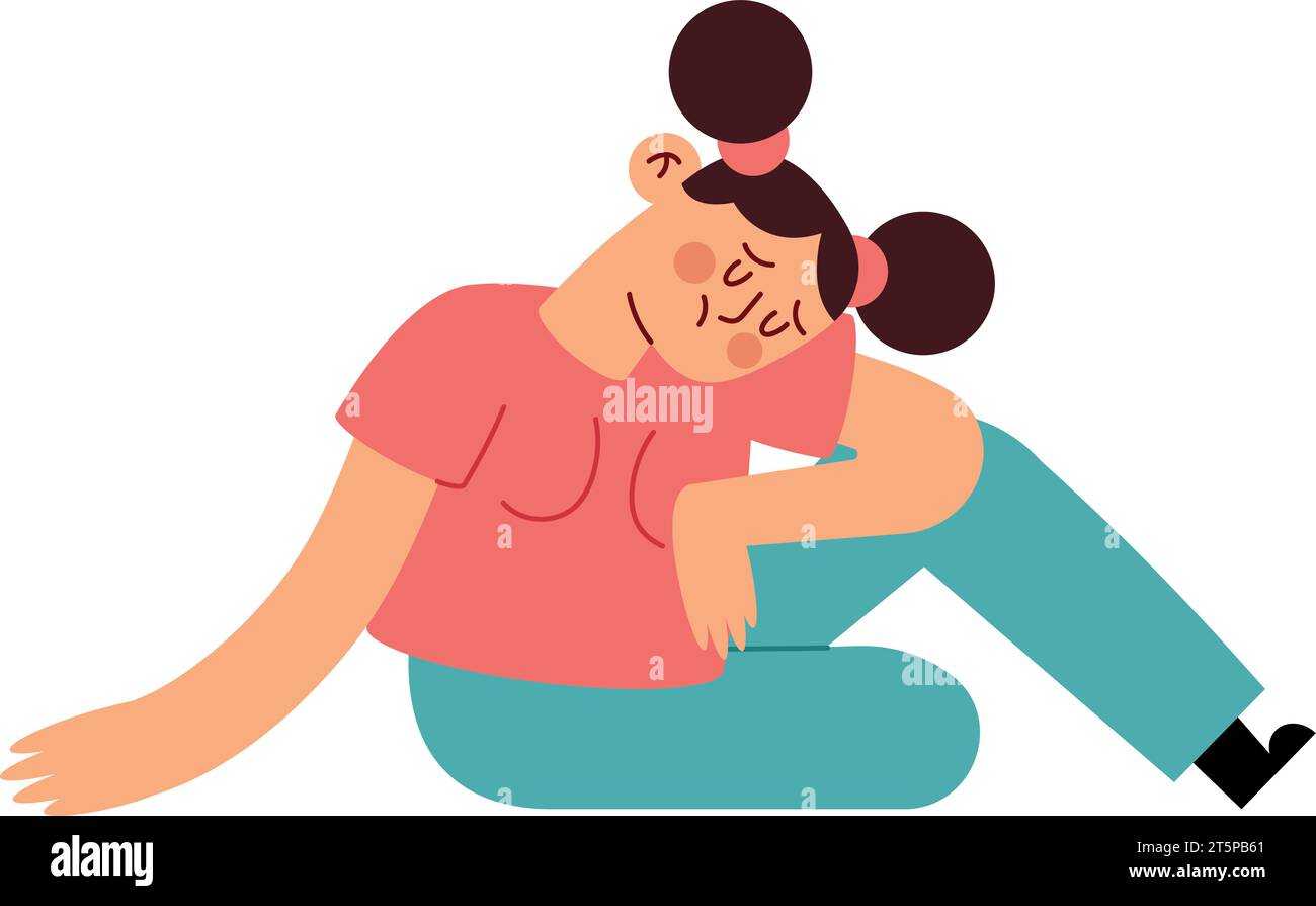 girl with depression illustration vector isolated Stock Vector Image ...