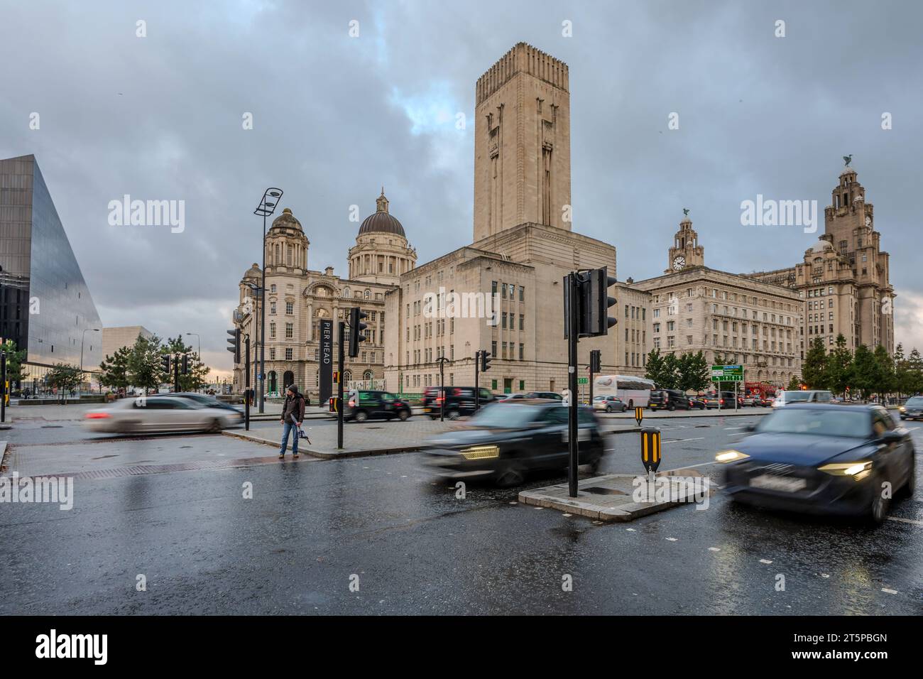 The Strand roadway behind the Liverpool pierhead buildings with the ...
