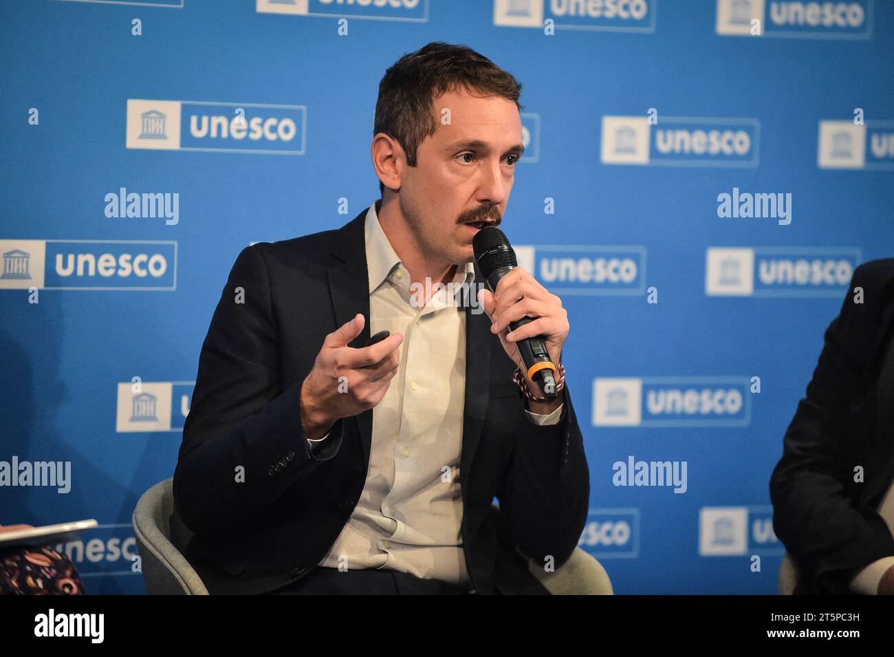 Paris, France. 06th Nov, 2023. Research Executive of IPSOS Mathieu ...