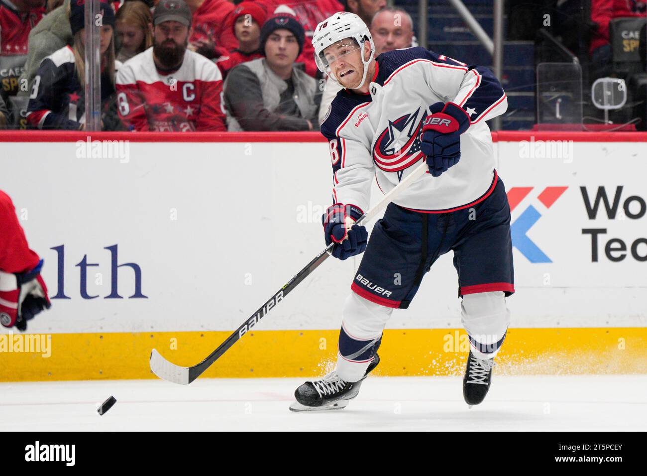 Columbus Blue Jackets defenseman Damon Severson passes against the ...