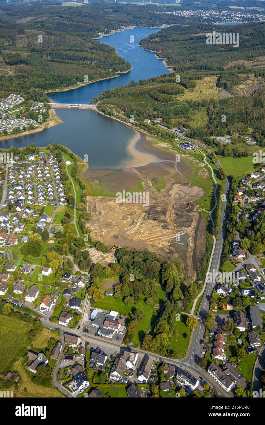 Sorpe dam forebay with construction site hi-res stock photography and ...