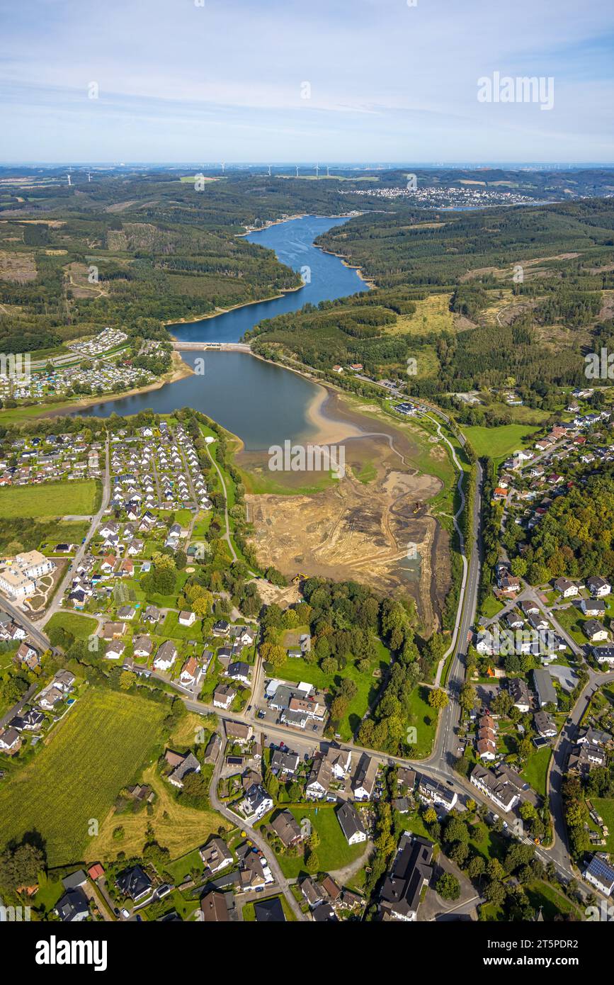 Sorpe dam forebay with construction site hi-res stock photography and ...