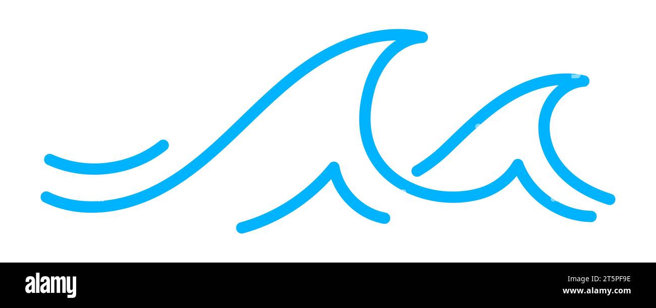 Wave line icon of sea and ocean ripple water or tide surfs, vector ...