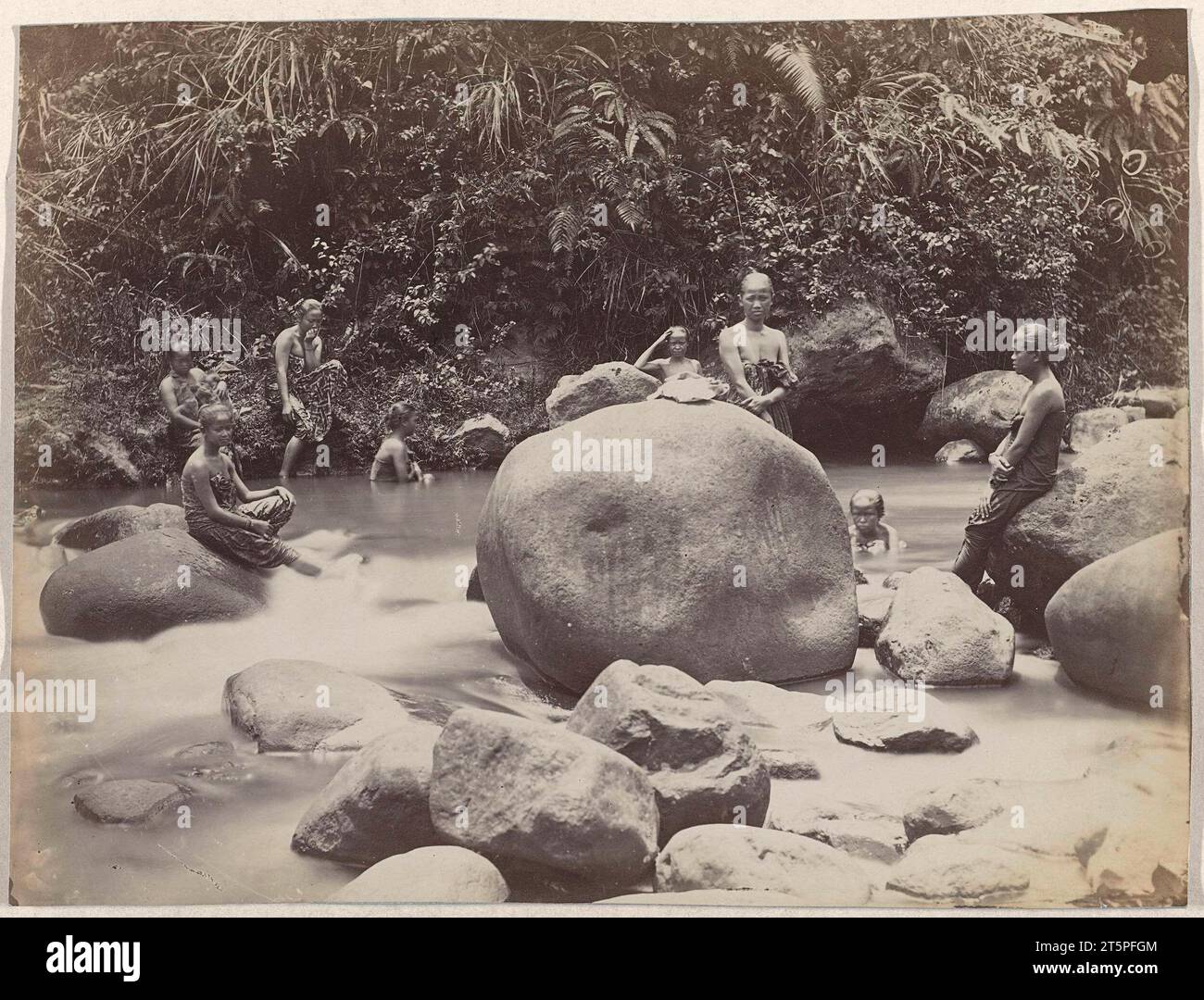 Javanese women bathing in a river, West Java, anonymous, 1870 - 1900 ...