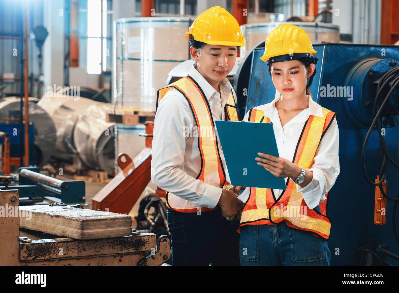 Professional quality control inspector conduct safety inspection on ...