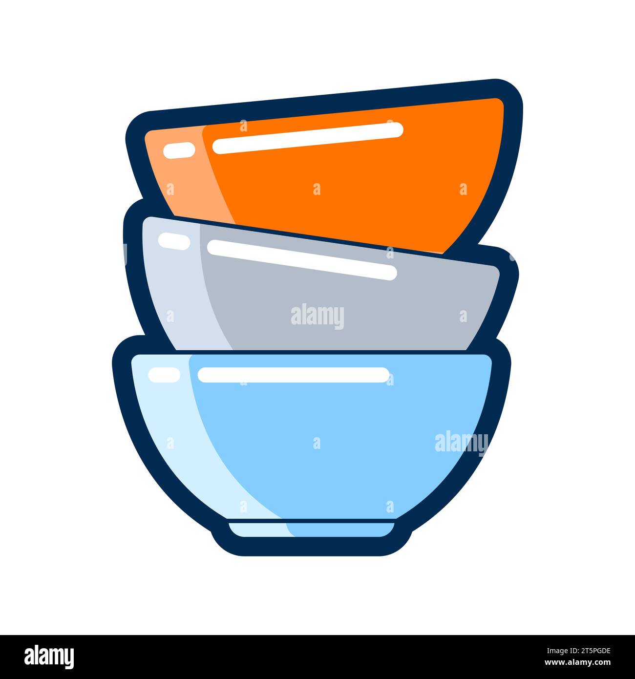 Illustration of stack of bowls. Stylized kitchen utensil item Stock ...