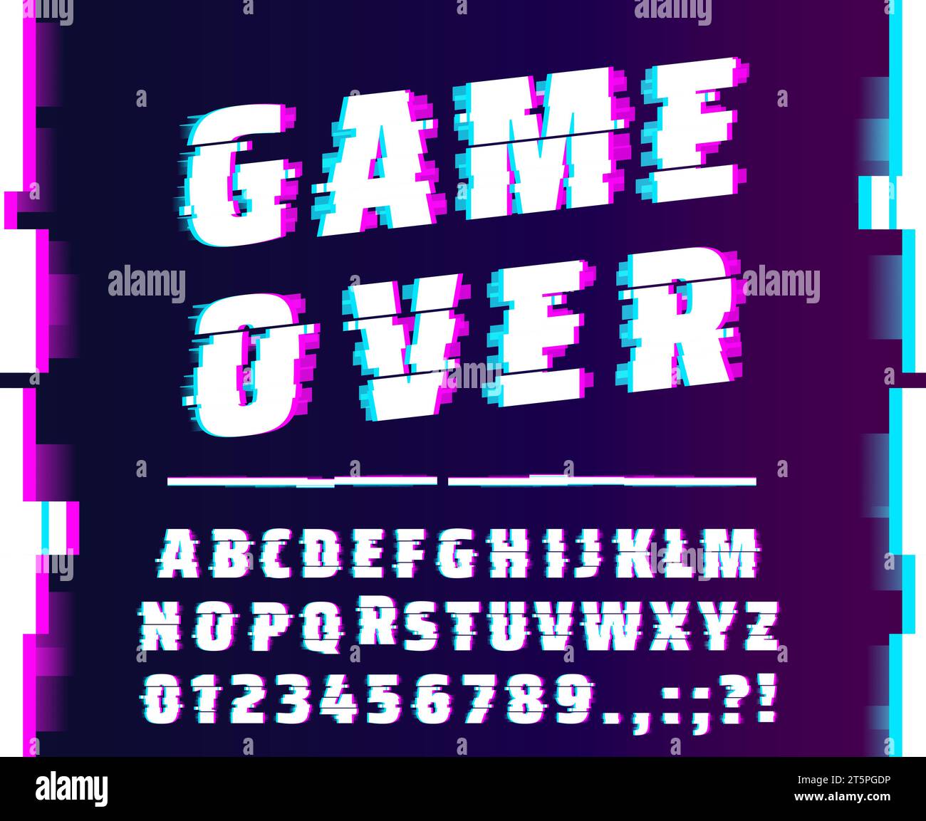 Glitch effect font, futuristic cyber type, display screen failure ...
