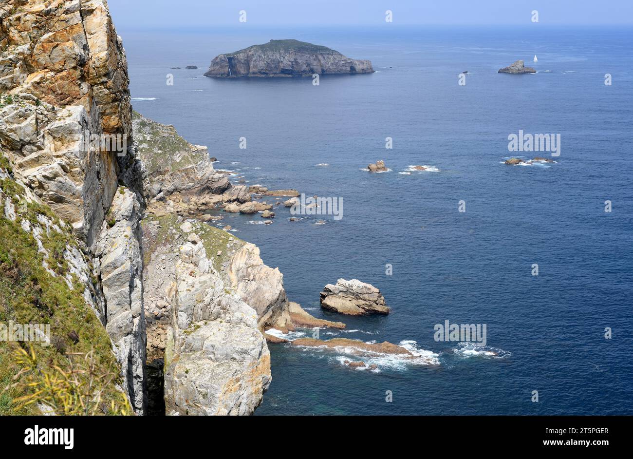 Cabo de Penas formeb by quartzite rocks. Gozon, Asturias, Spain Stock ...