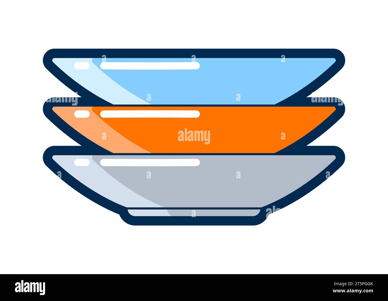 Illustration of stack of plates. Stylized kitchen utensil item Stock ...
