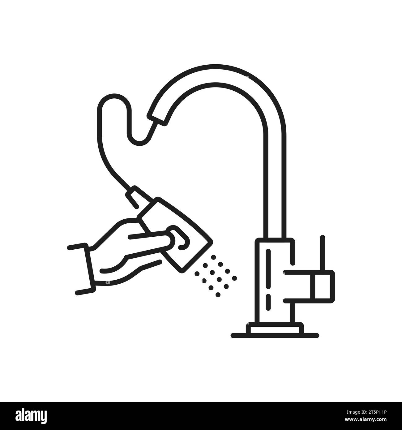 Tap kitchen and bathroom pull down faucet outline icon. Home bath ...