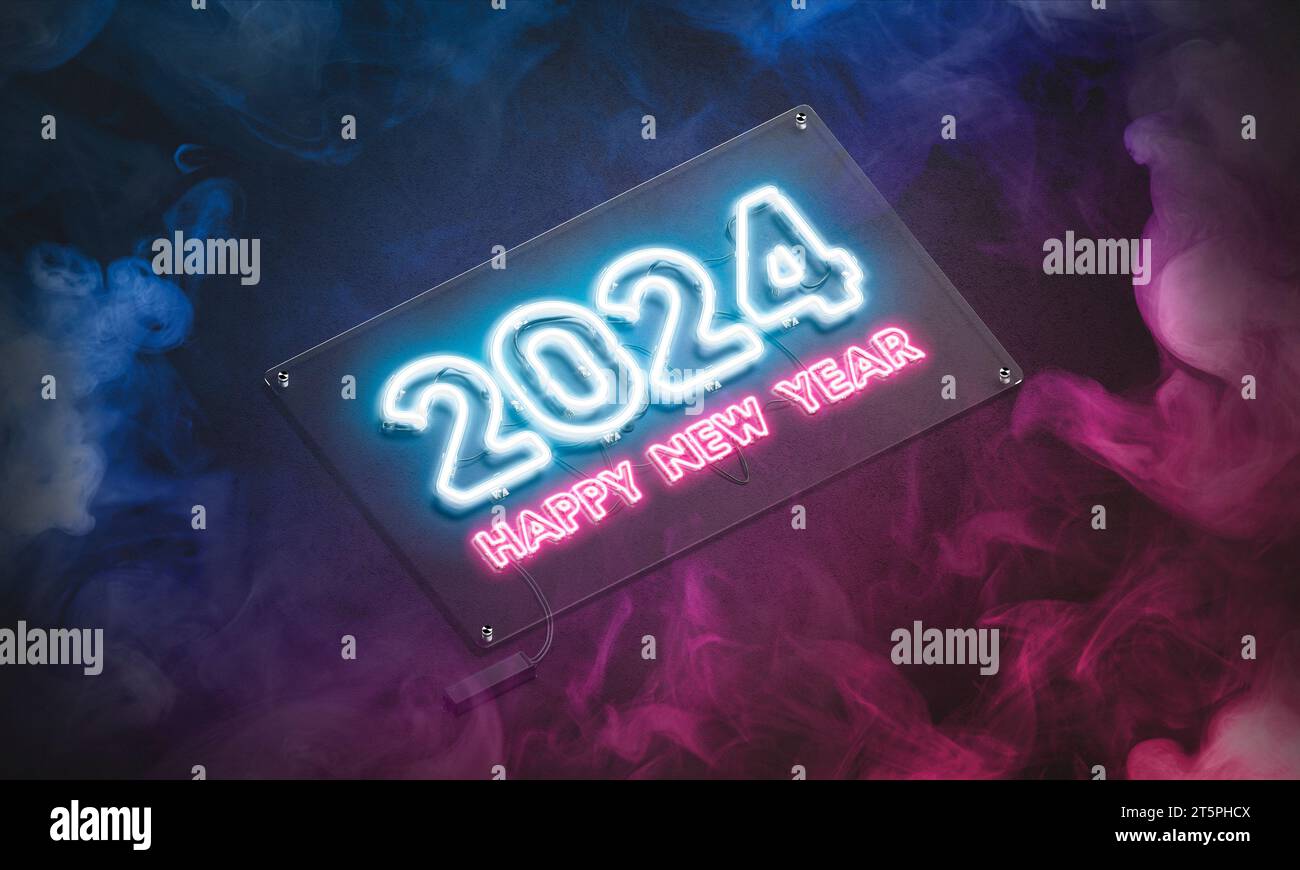 Decorative christmas neon 2024 numbers symbol Stock Photo - Alamy