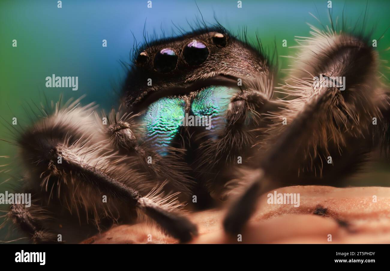 Phidippus Regius jumping spider close up Stock Photo - Alamy