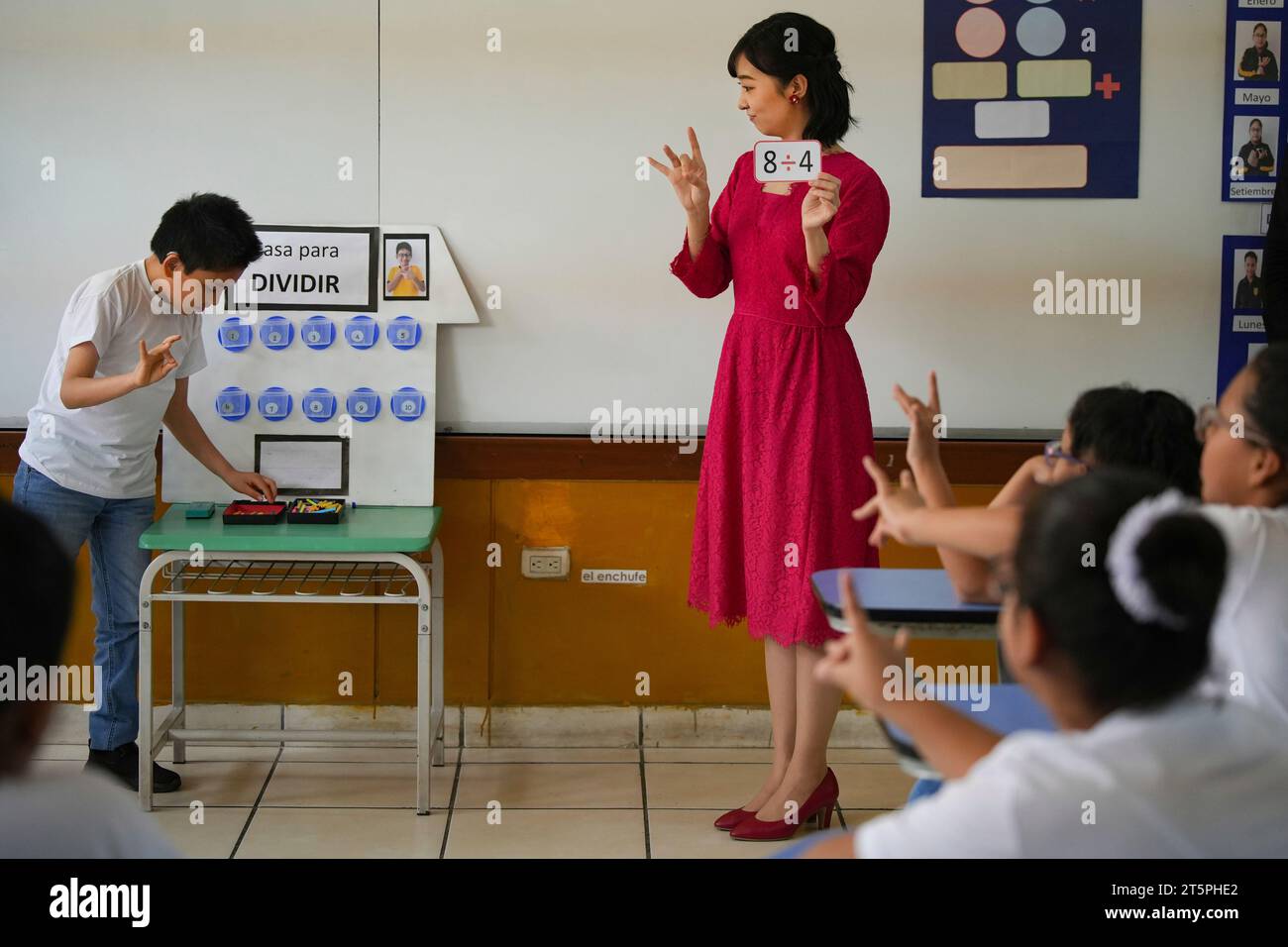 Japan's Princess Kako participates in a math class at the Ludwig Van ...