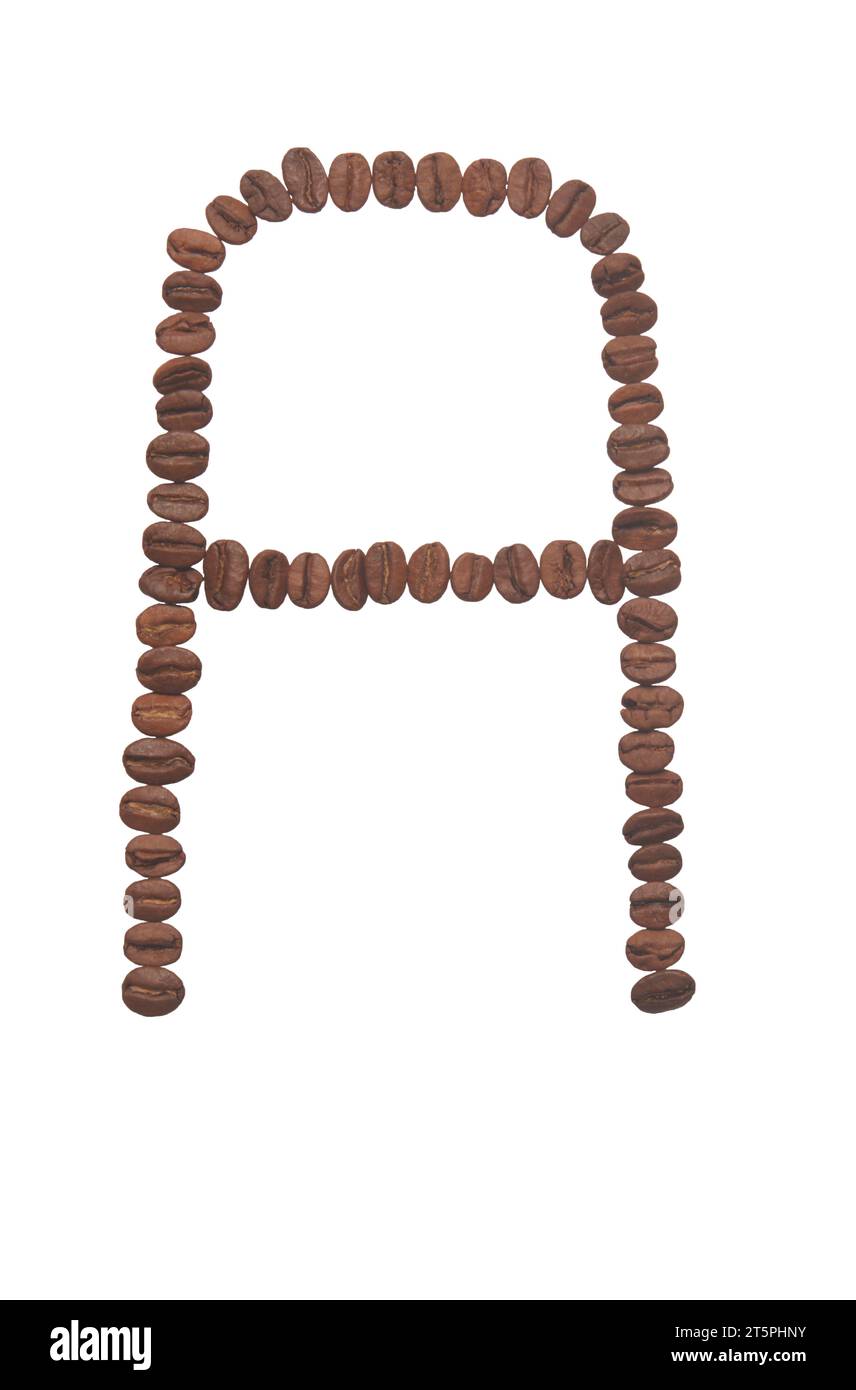 A unusual font face, created from coffee beans, lightly roasted, full ...