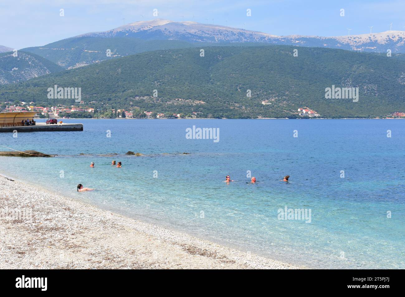 A beautiful view across the bay at the pretty town of Sami, on the East ...
