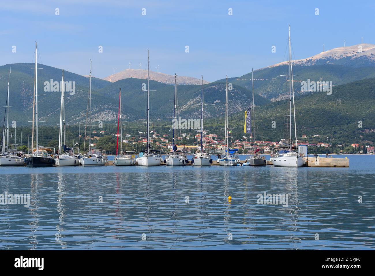 A beautiful view across the bay at the pretty town of Sami, on the East ...