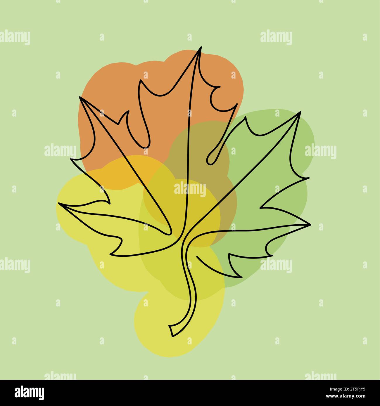 Autumn leaf in a hand drawn linear style on colorful background Stock ...