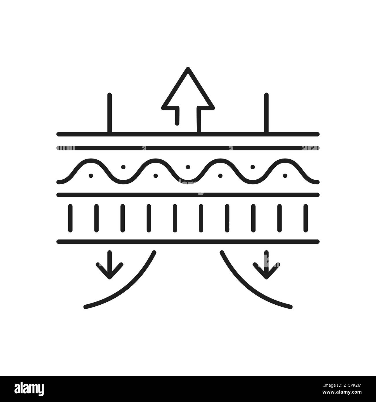Breathable fabric material icon, layered fiber stacks filters and ...