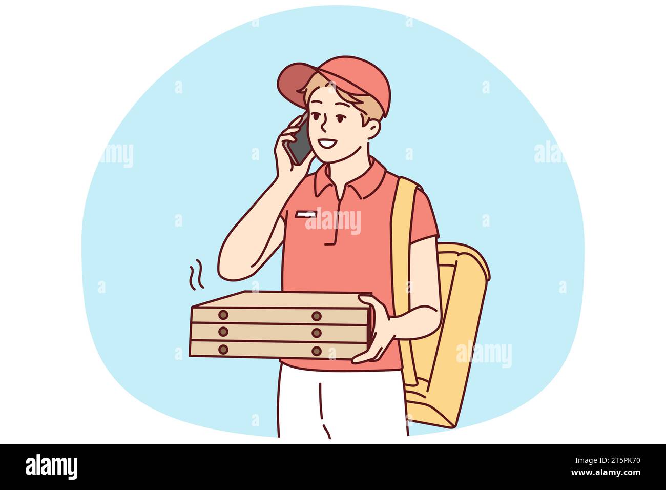 Delivery man calling on smartphone Stock Vector Images - Alamy