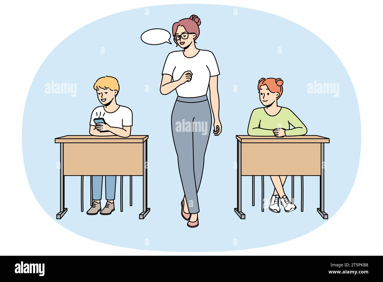 Teacher makes remark to schoolboy looking at cell phone in classroom ...