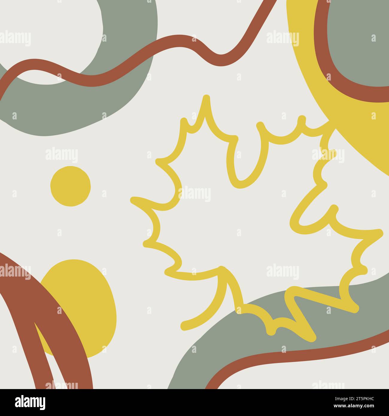 Autumn leaf in a hand drawn linear style on colorful background Stock ...