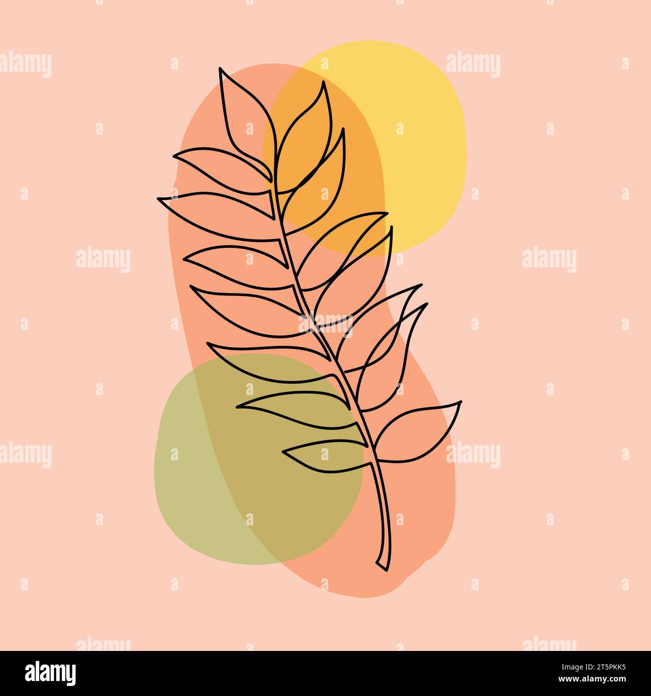 Autumn leaf in a hand drawn linear style on colorful background Stock ...