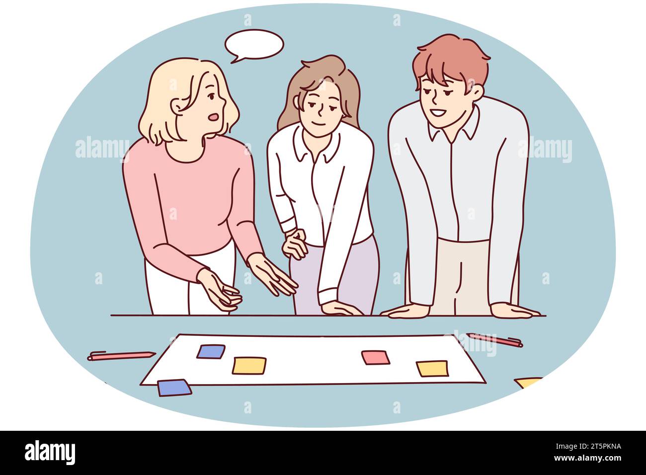 Smiling diverse employees brainstorm Stock Vector Images - Alamy