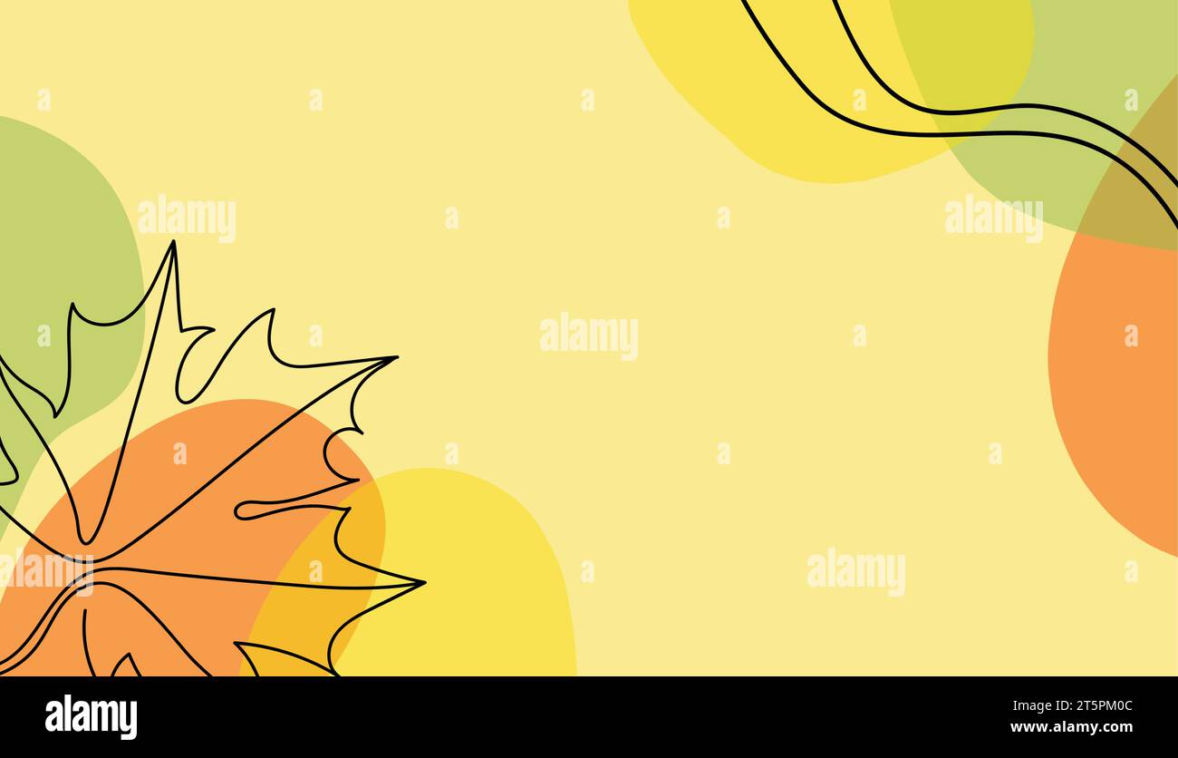Autumn leaf in a hand drawn linear style on colorful background Stock ...