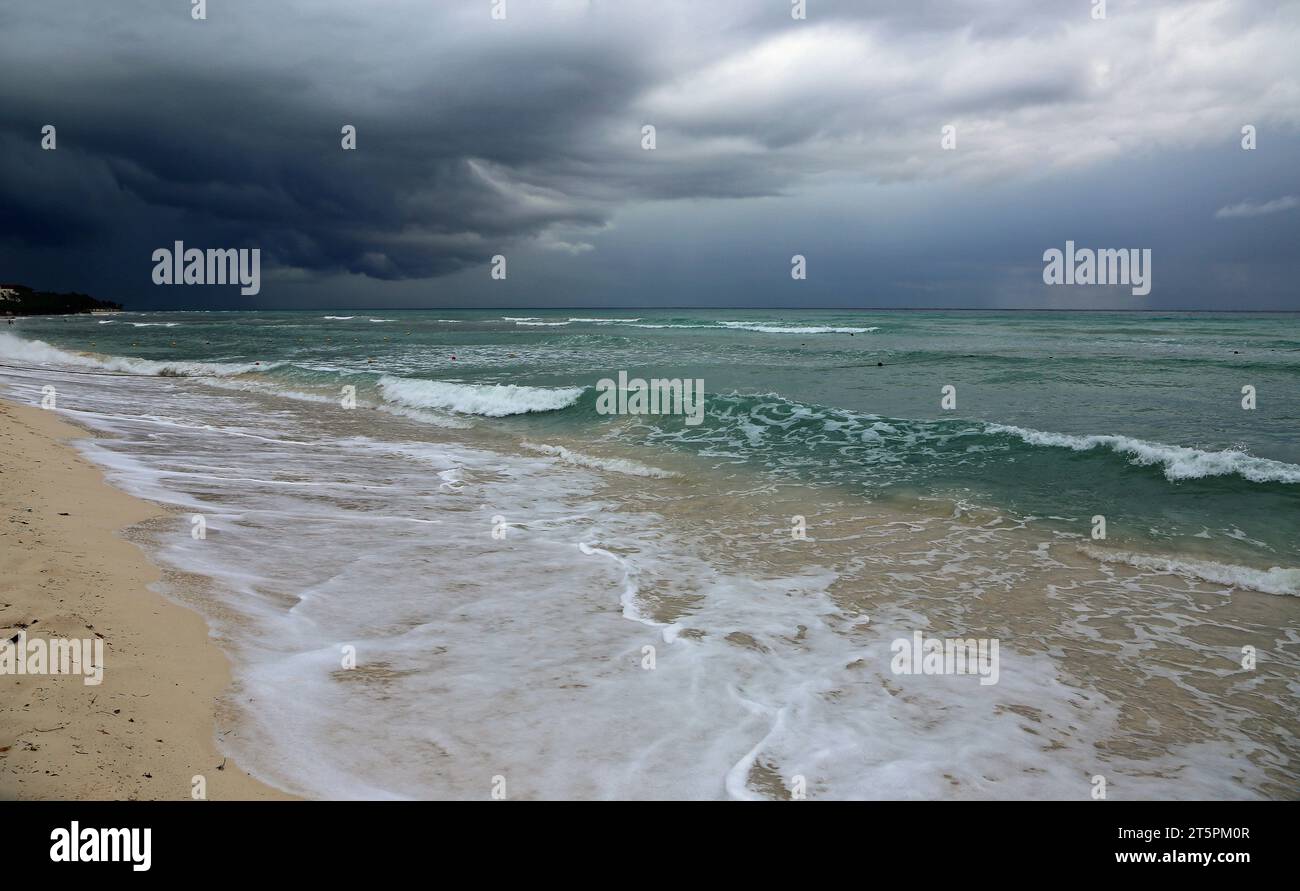 Sorm clouds on Caribbean Sea, Mexico Stock Photo - Alamy