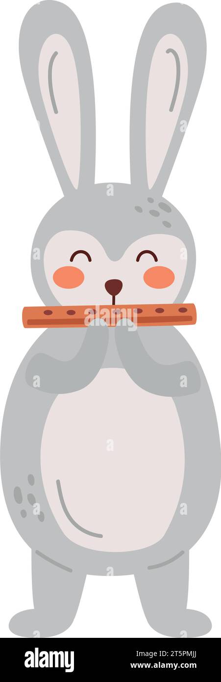 bunny playing flute vector isolated Stock Vector Image & Art - Alamy