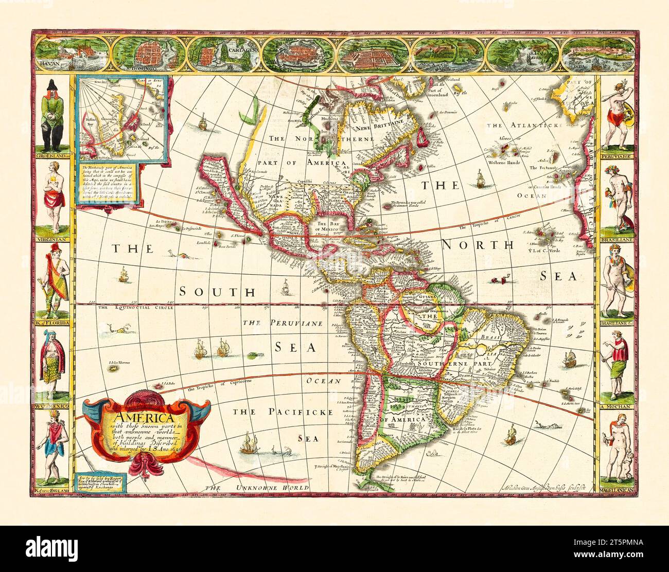 Old map of America. By Speed, publ. In 1626 Stock Photo - Alamy