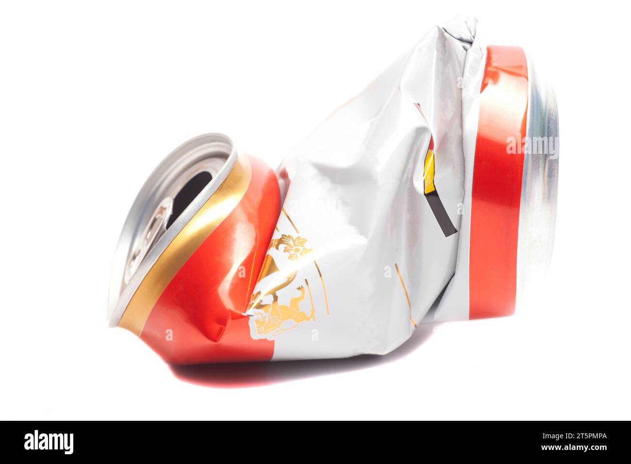 Empty crumpled can from energy drink or beer Stock Photo - Alamy