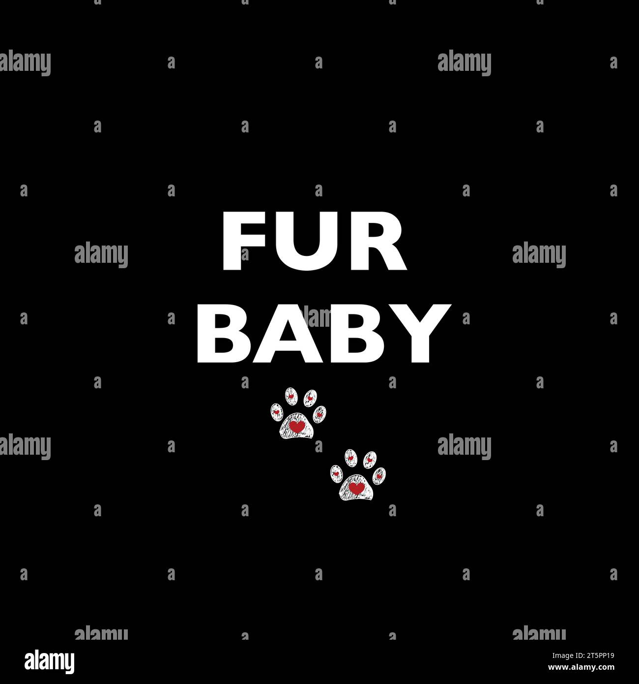 Fur baby text with doodle paw prints with heart Stock Vector Image ...