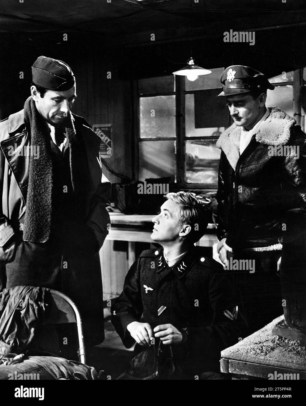Gary Merrill (left), Oskar Werner (center), on-set of the film ...