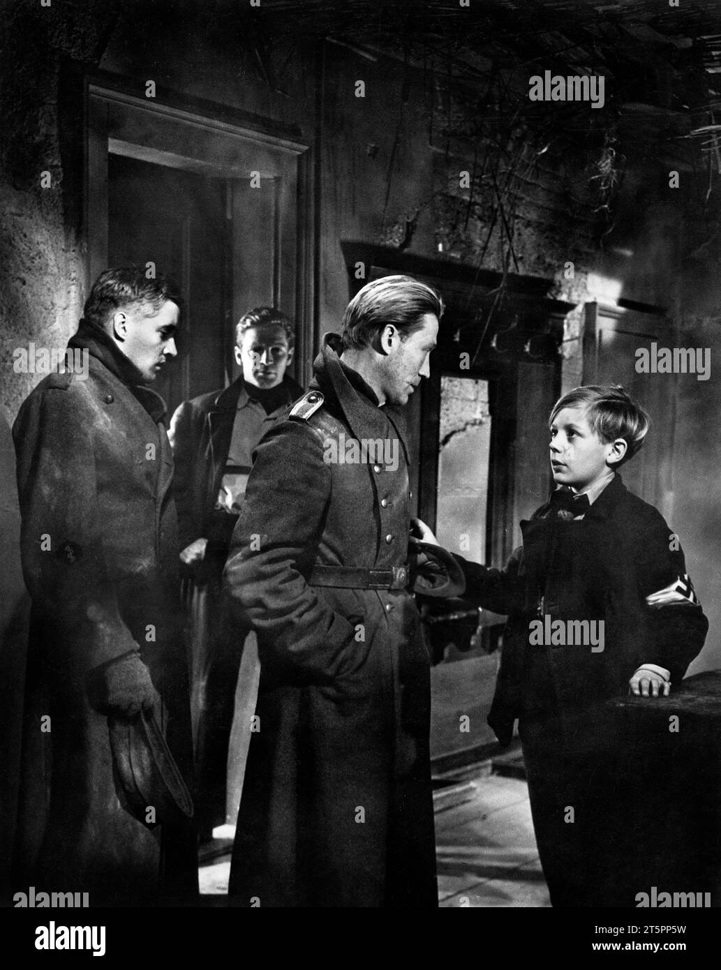 Richard Basehart, Hans Christian Blech, on-set of the film, "Decision ...