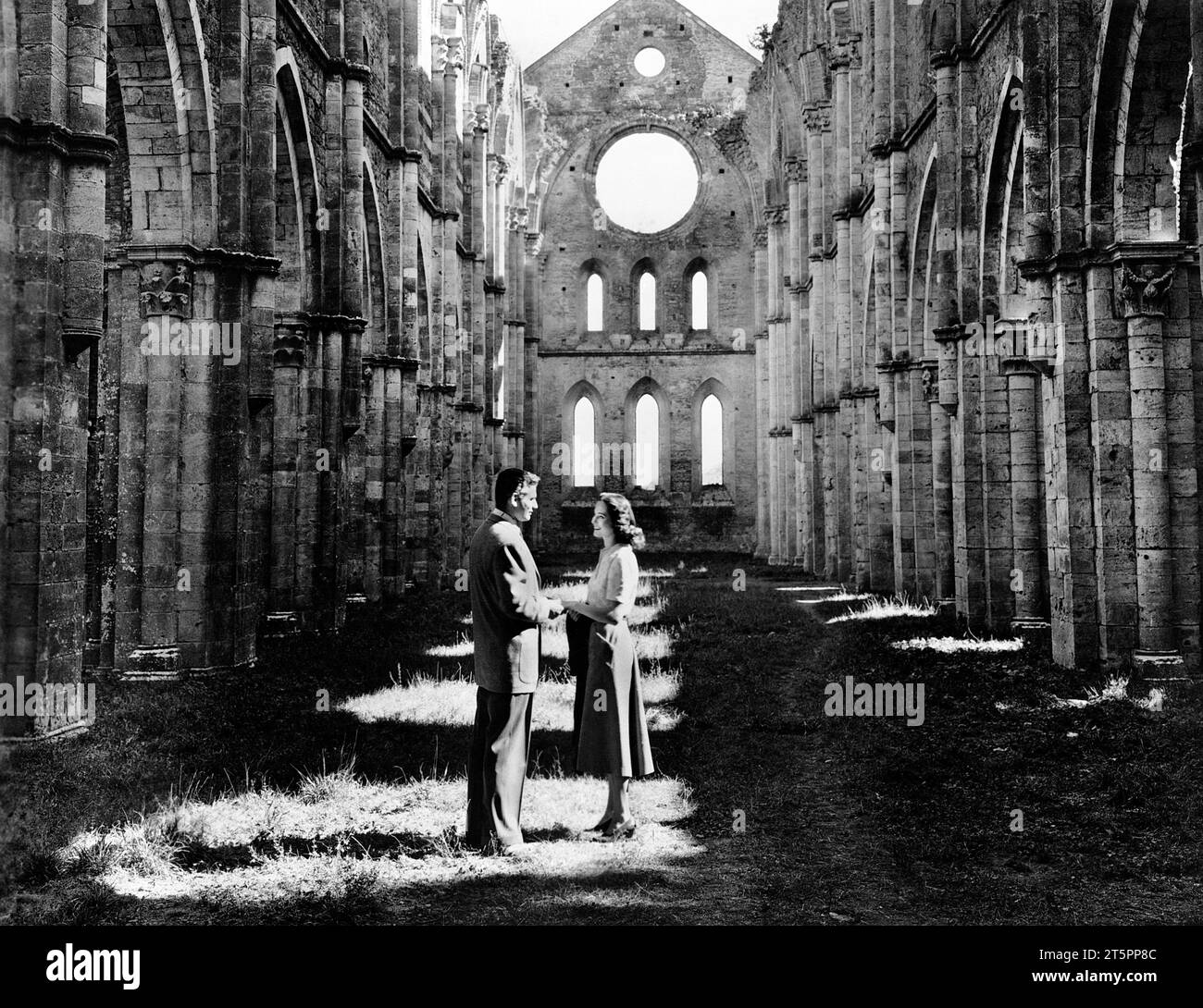 Jeff Chandler, Marina Berti, on-set of the film, "Deported", Universal ...