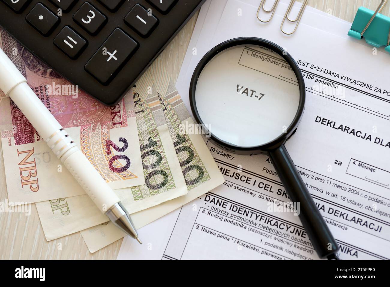 Declaration for tax on goods and services VAT-7 form on accountant ...