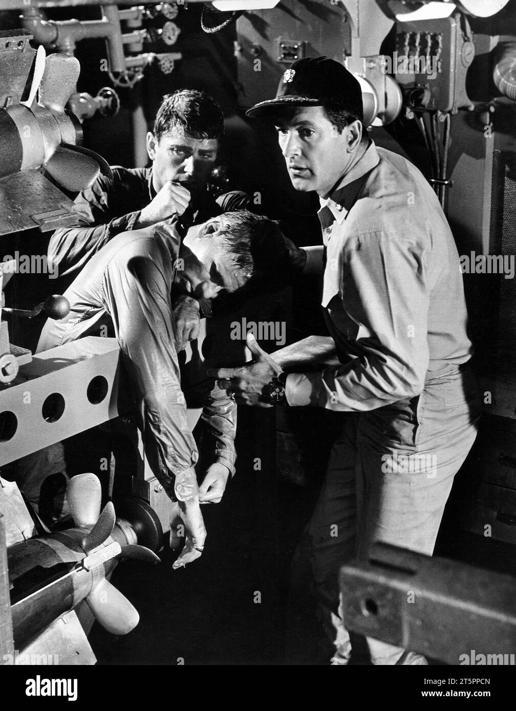 Murray Rose, Rock Hudson, on-set of the film, "Ice Station Zebra", MGM ...