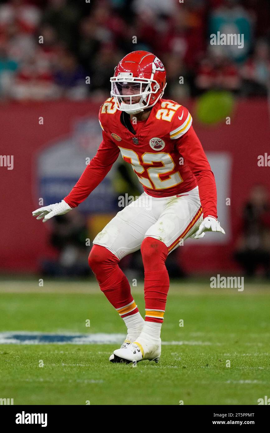 Kansas City Chiefs cornerback Trent McDuffie (22) in action during an ...