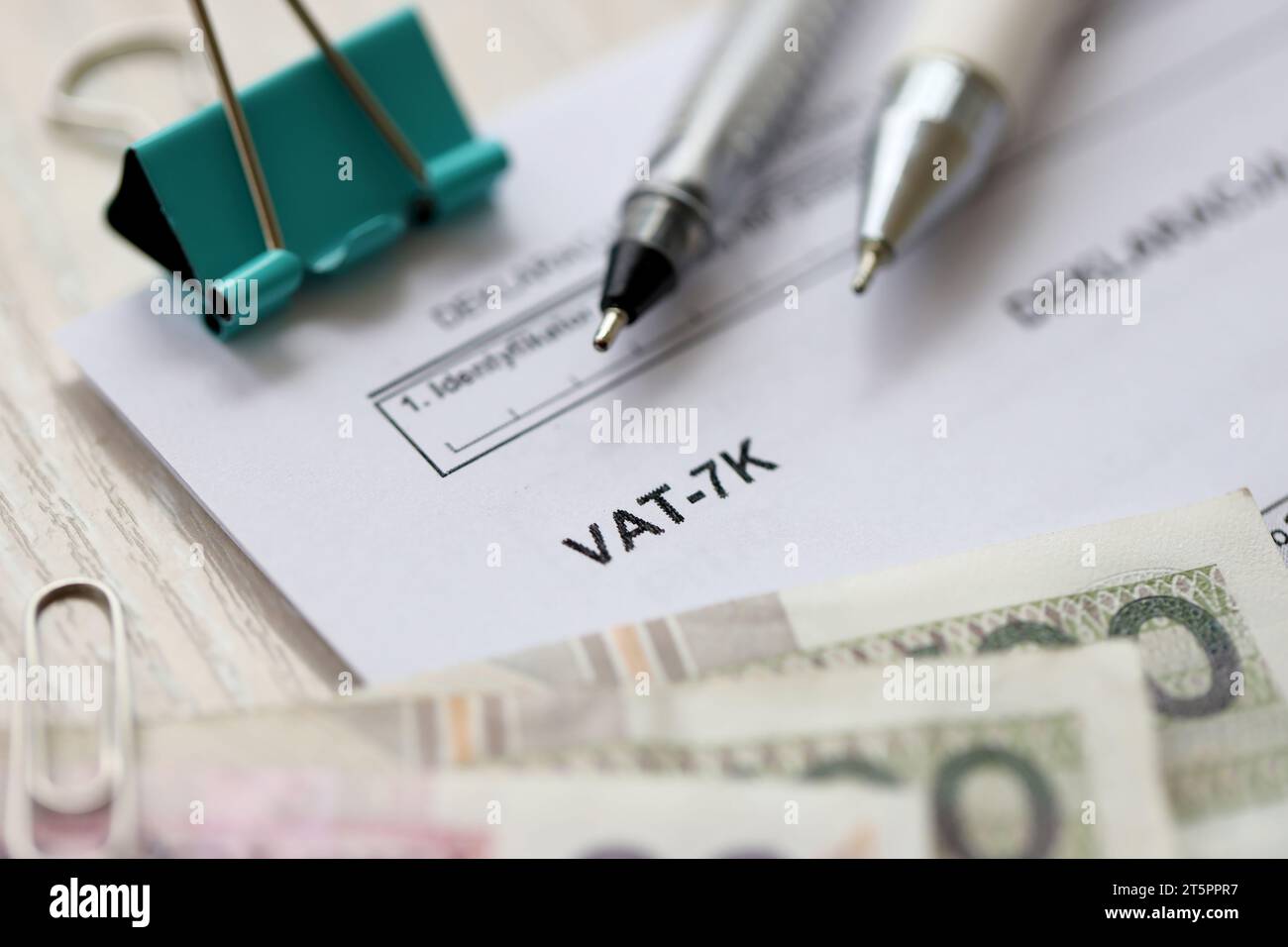 Declaration for tax on goods and services VAT-7K form on accountant ...