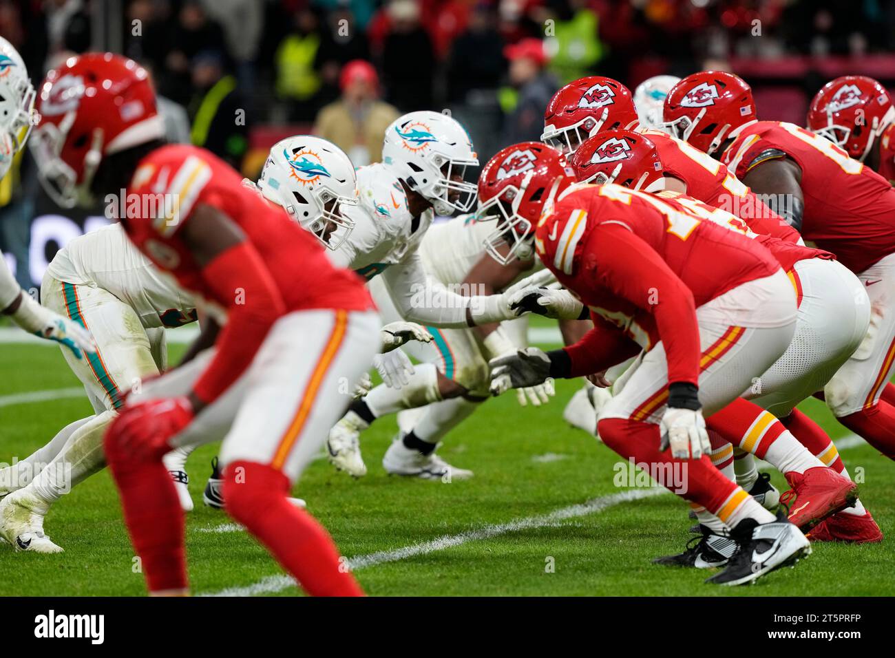 The Kansas City Chiefs line up against the Miami Dolphins during an NFL ...