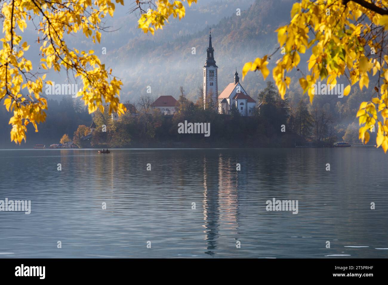 Lake Bled Slovenia. With small Pilgrimage Church. Most famous Slovenian ...