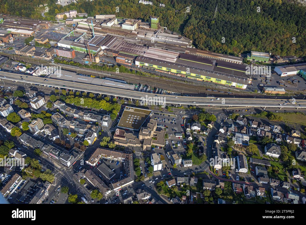 Aerial view, Deutsche Edelstahlwerke Imperial Industrial Logistics GmbH, bridge of the ...