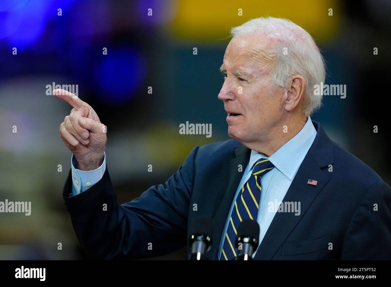 President Joe Biden speaks at the Amtrak Bear Maintenance Facility ...