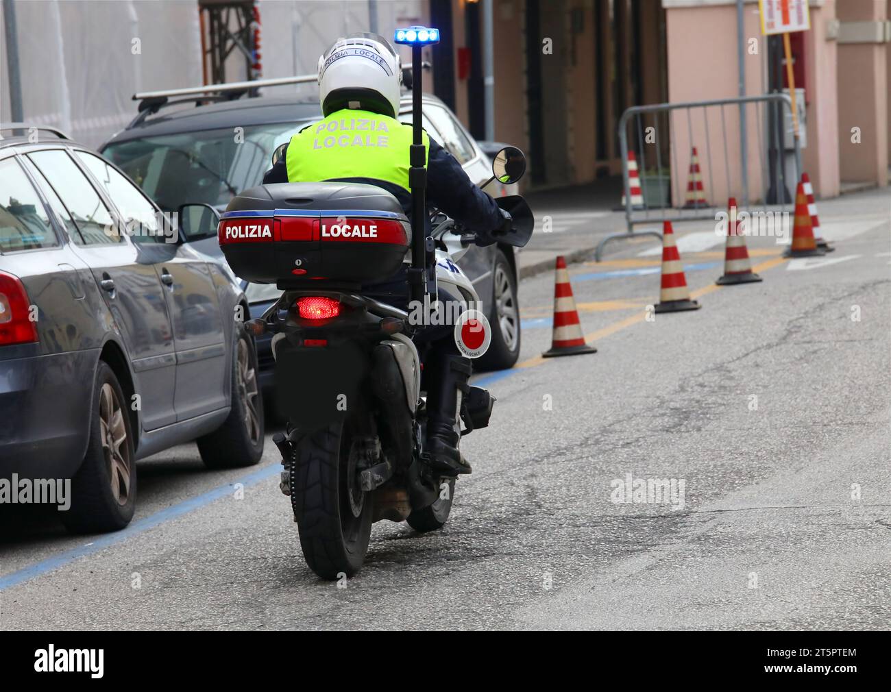 Vicenza, VI, Italy - March 19, 2023: Italian policeman on motorbike ...
