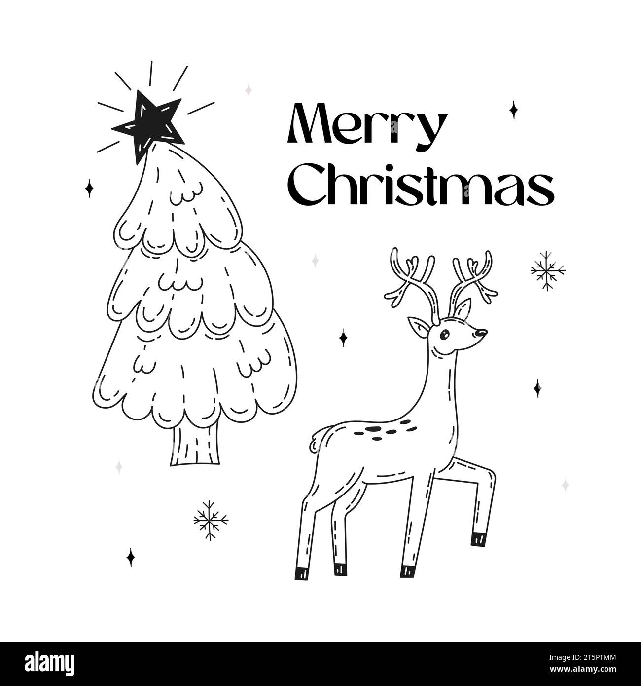 Winter drawn doodle deer Stock Vector Images - Alamy