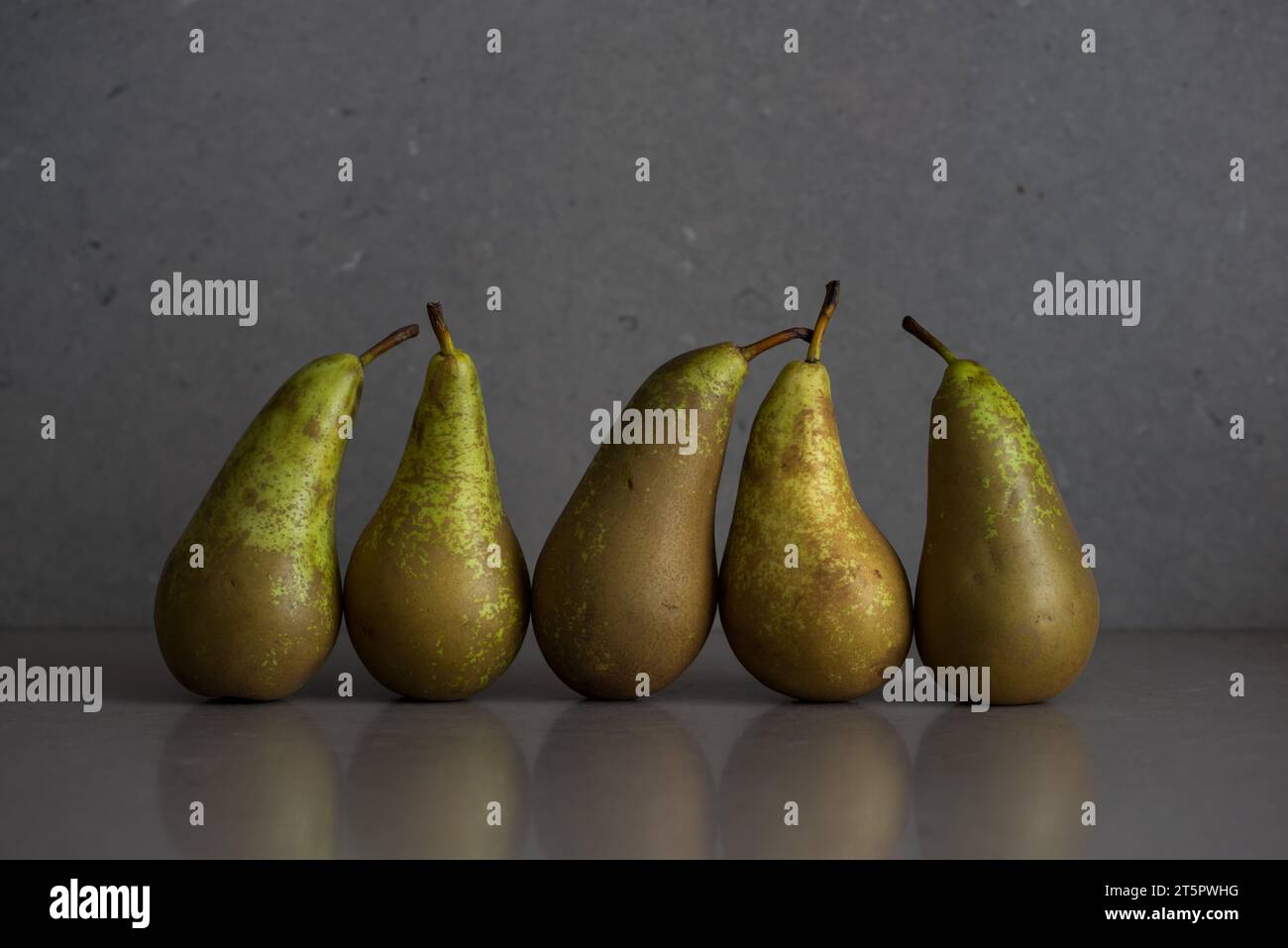 Autumn fruit still life with pears on the grey background Stock Photo ...